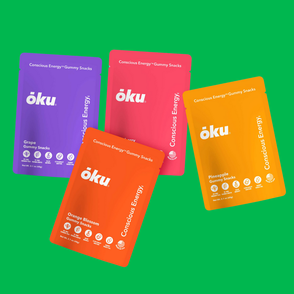 ōku Conscious Energy™ gummy snacks…with benefits!